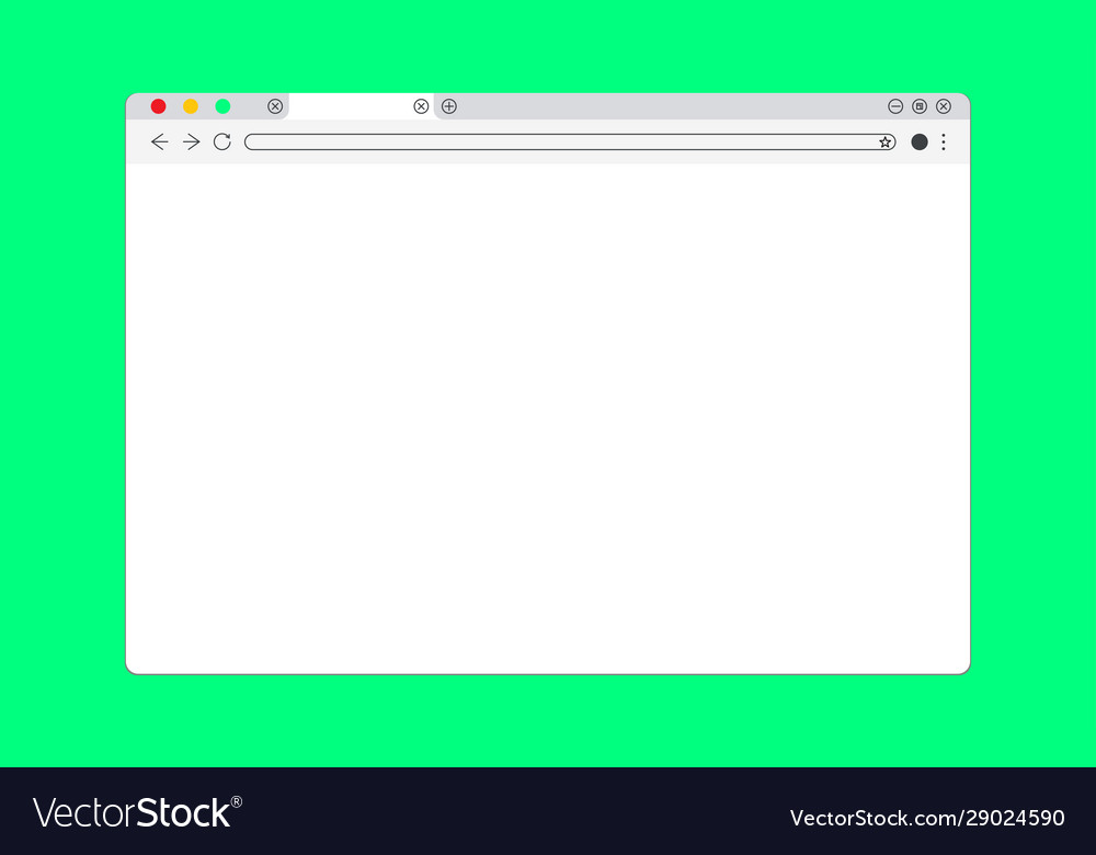 Simple white web browser window with a green Vector Image