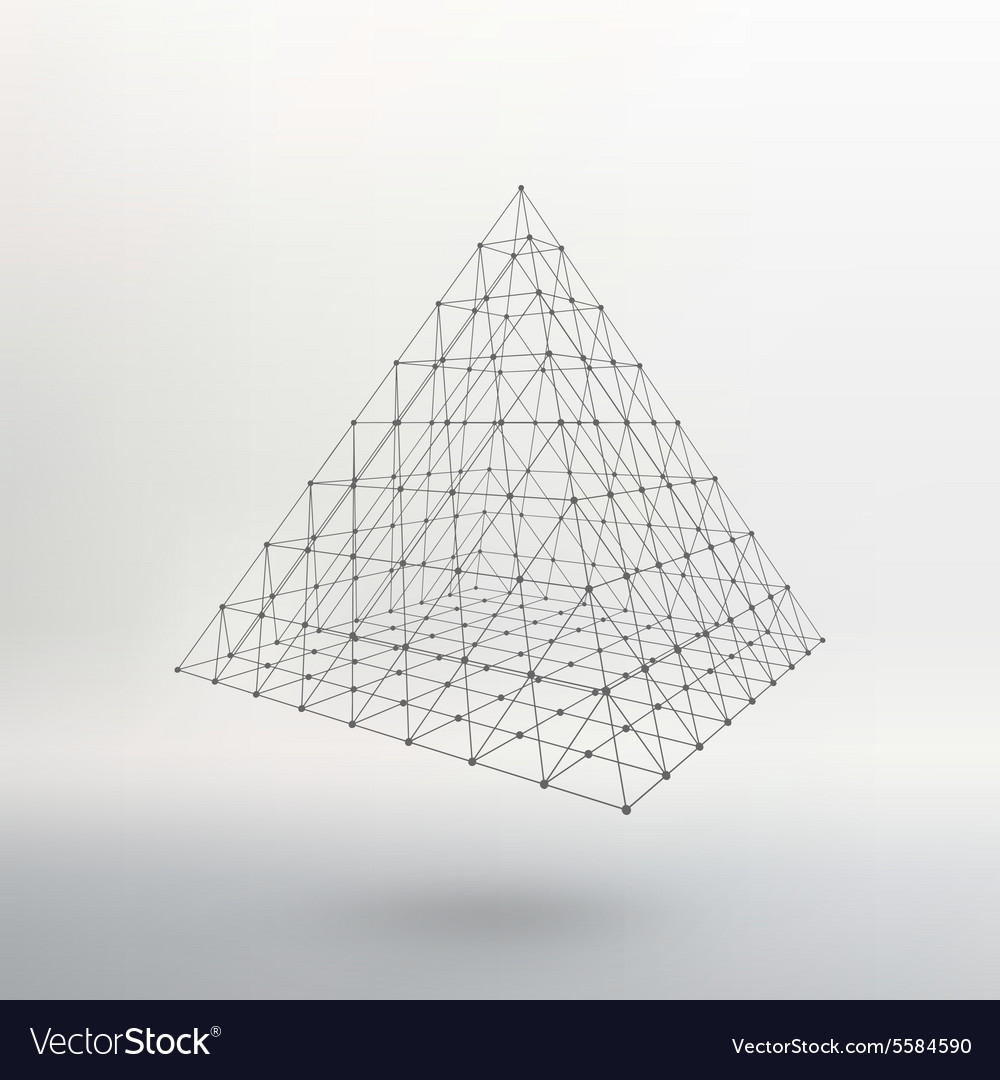 Wireframe mesh polygonal pyramid pyramid Vector Image