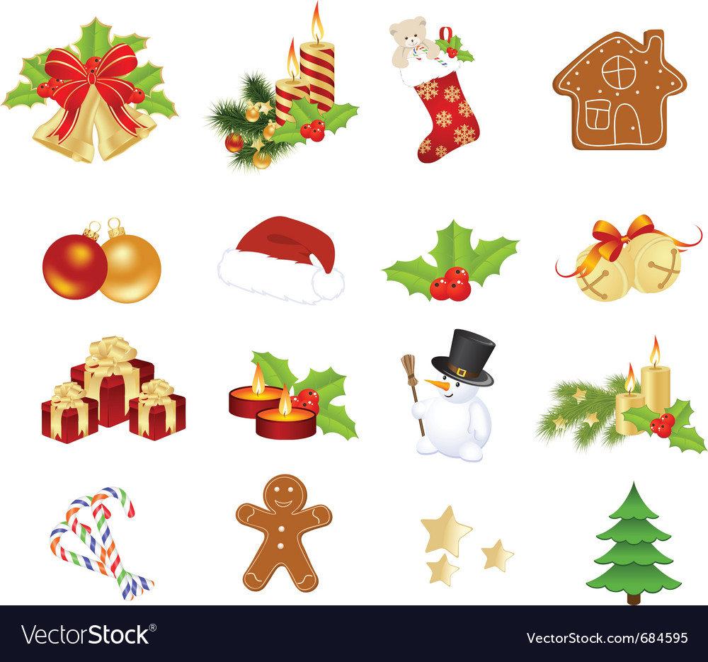 Christmas elements Royalty Free Vector Image - VectorStock