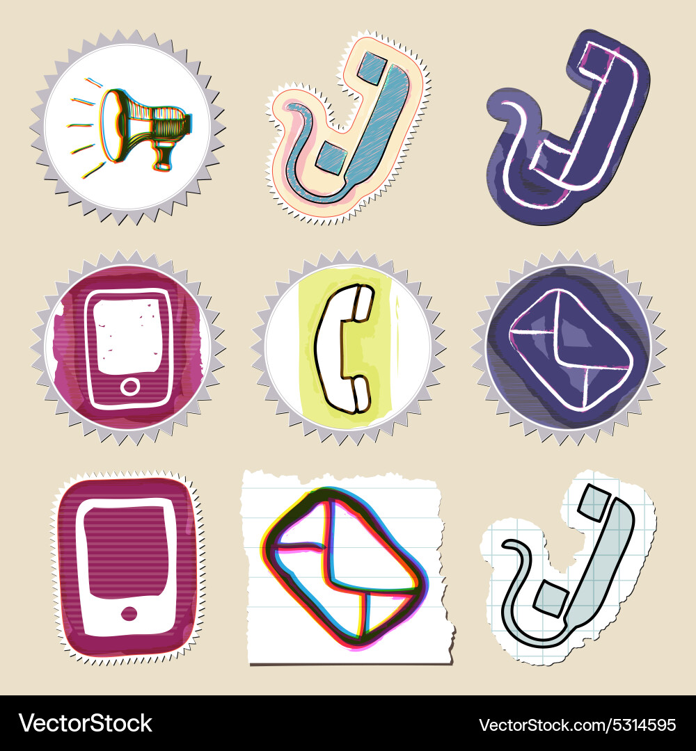 Communication icons set hand drawn and isolated Vector Image