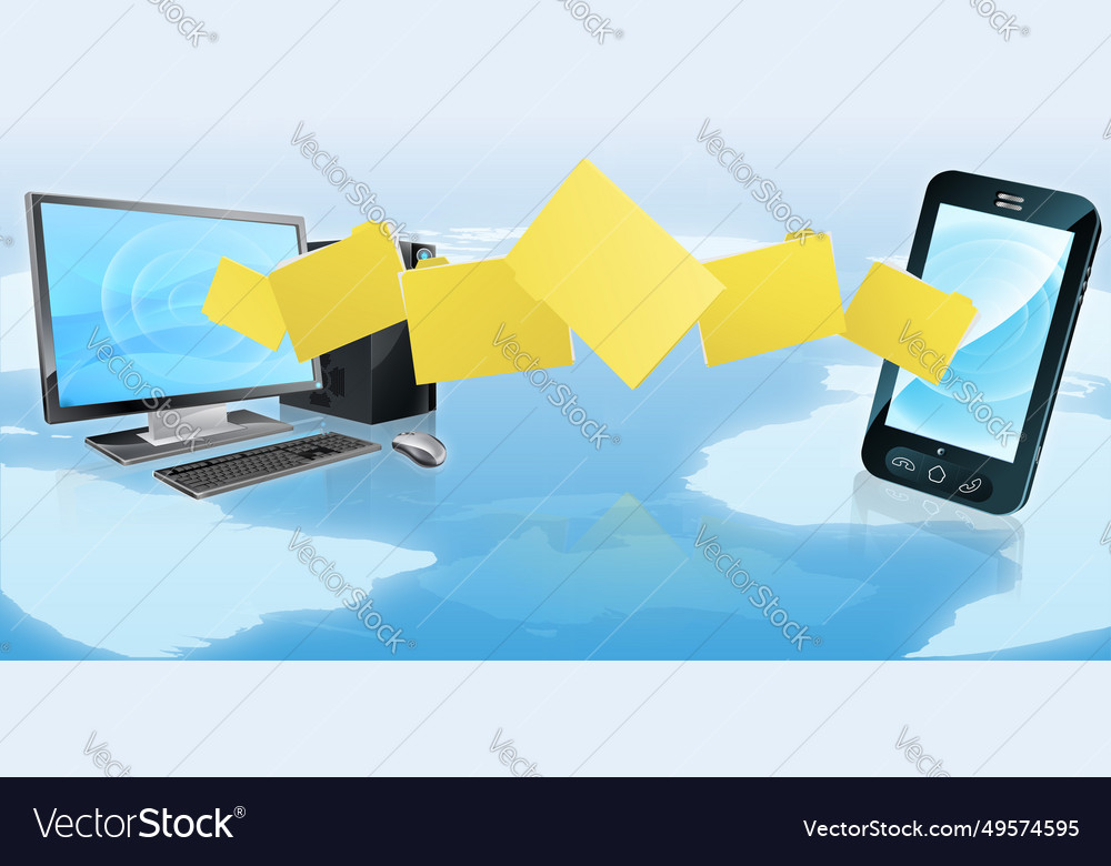 Computer cell phone folder transfer Royalty Free Vector