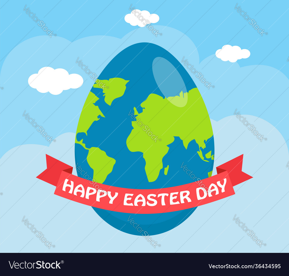 Easter maps globe in flat design Royalty Free Vector Image