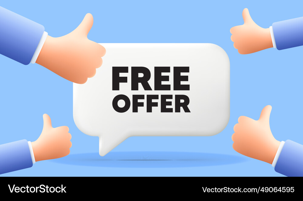 Free offer tag special sign 3d speech Royalty Free Vector
