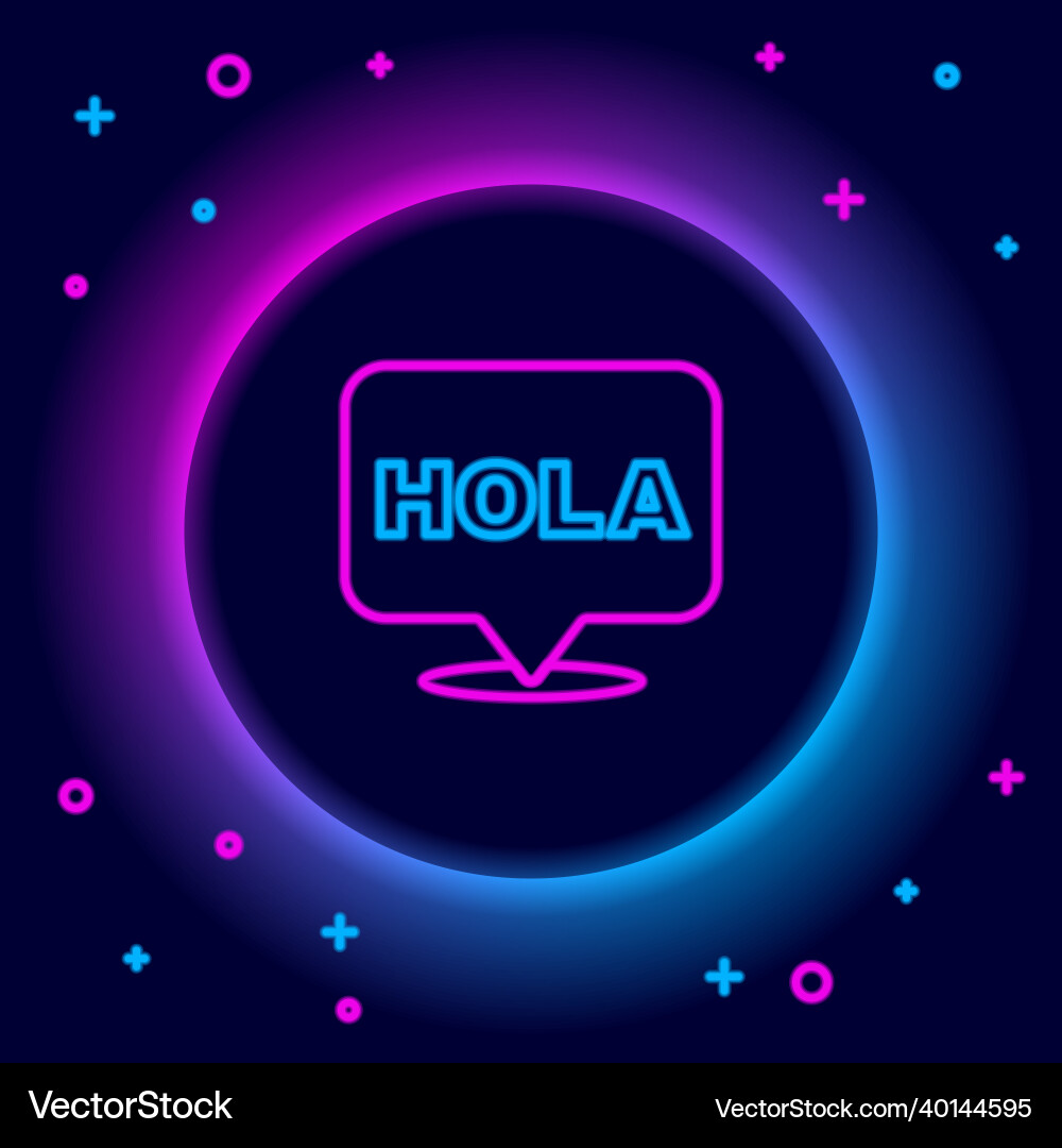 Glowing neon line hola icon isolated on black Vector Image