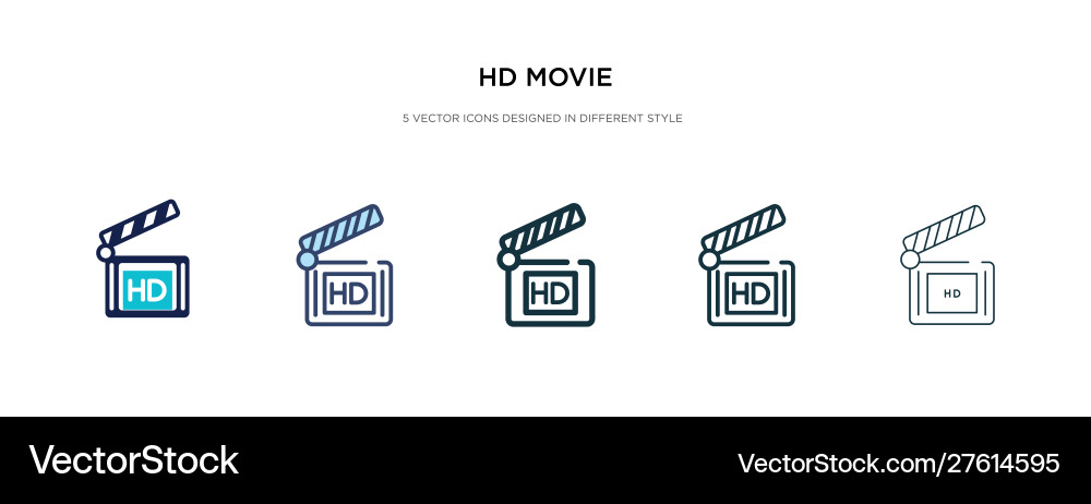 Hd movie icon in different style two colored Vector Image