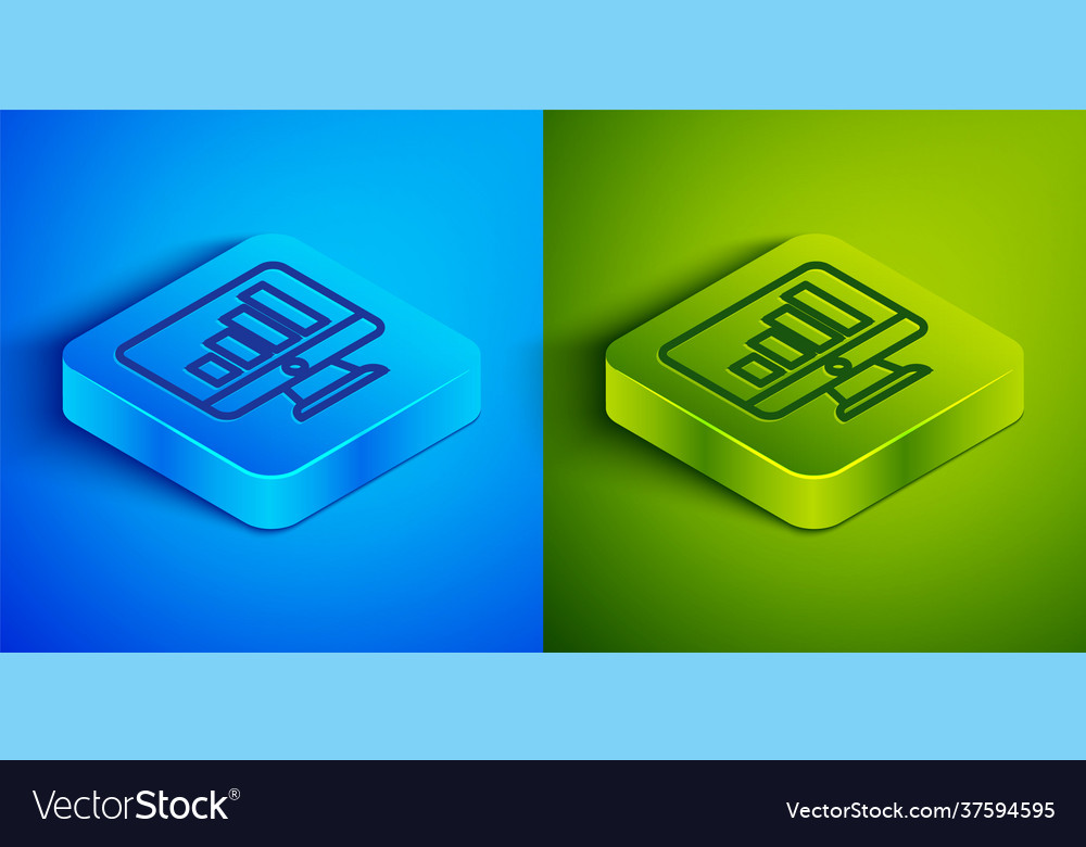 Isometric line computer monitor with graph chart Vector Image