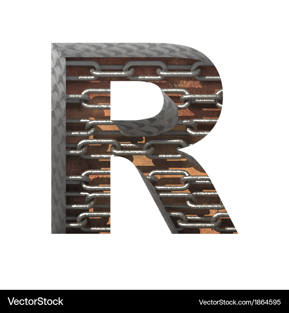 Metal cutted figure r Paste to any background Vector Image