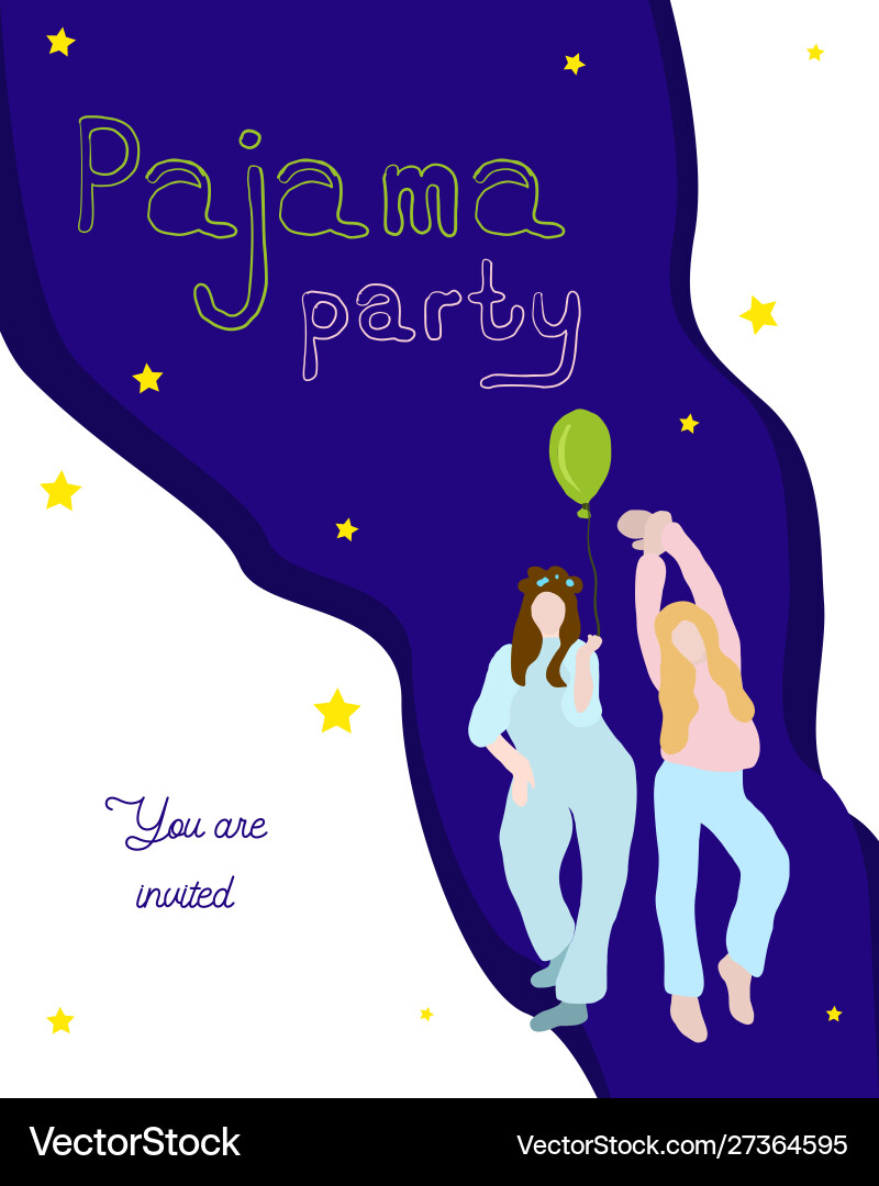 Pajama party invitation and hand drawn text Vector Image