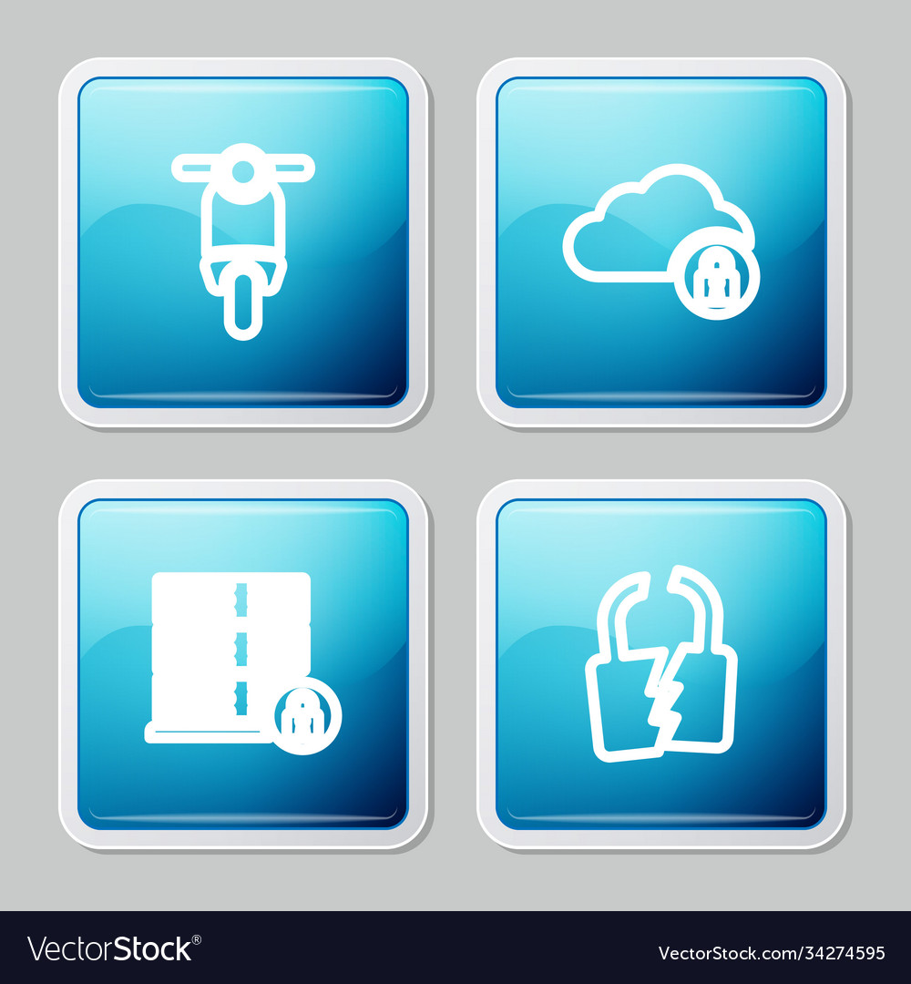 Set line scooter cloud computing lock server Vector Image Set line scooter cloud computing lock server Vector Image