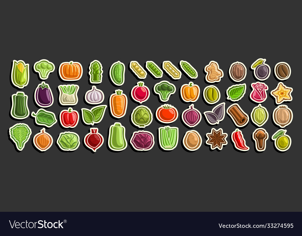 Set vegetables Royalty Free Vector Image - VectorStock