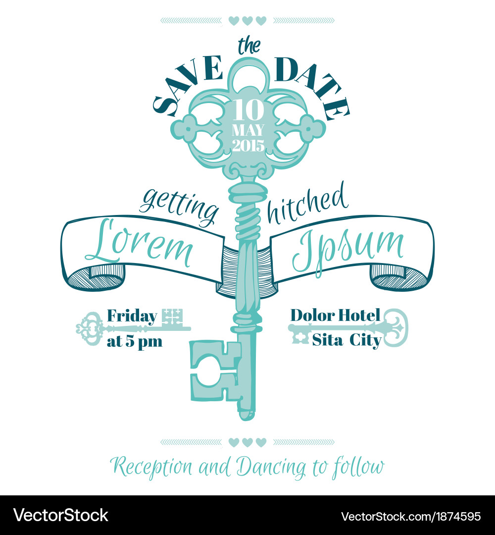 Wedding vintage invitation card - key theme Vector Image