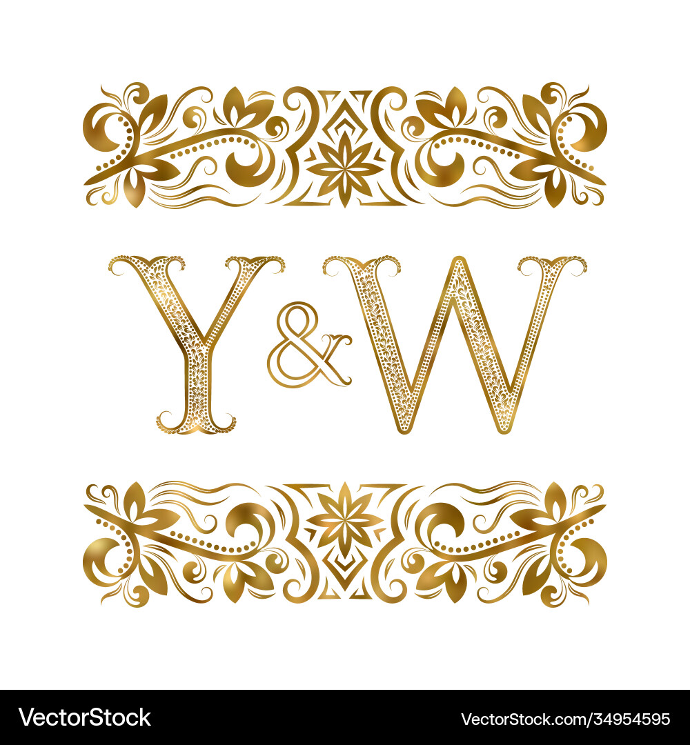 Y and w initials vintage logo letters Royalty Free Vector