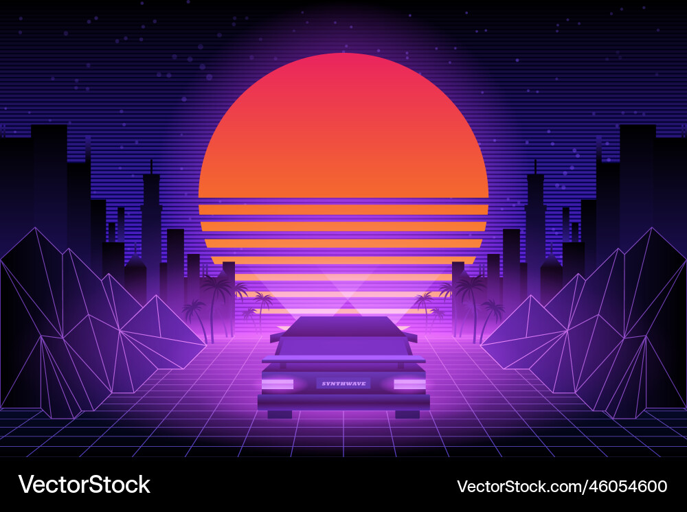 80s retro sci-fi background retro futuristic Vector Image