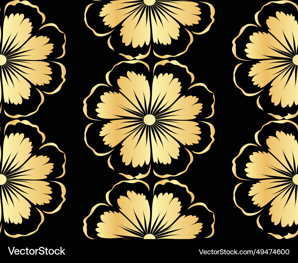 Black and gold floral pattern wallpaper Royalty Free Vector