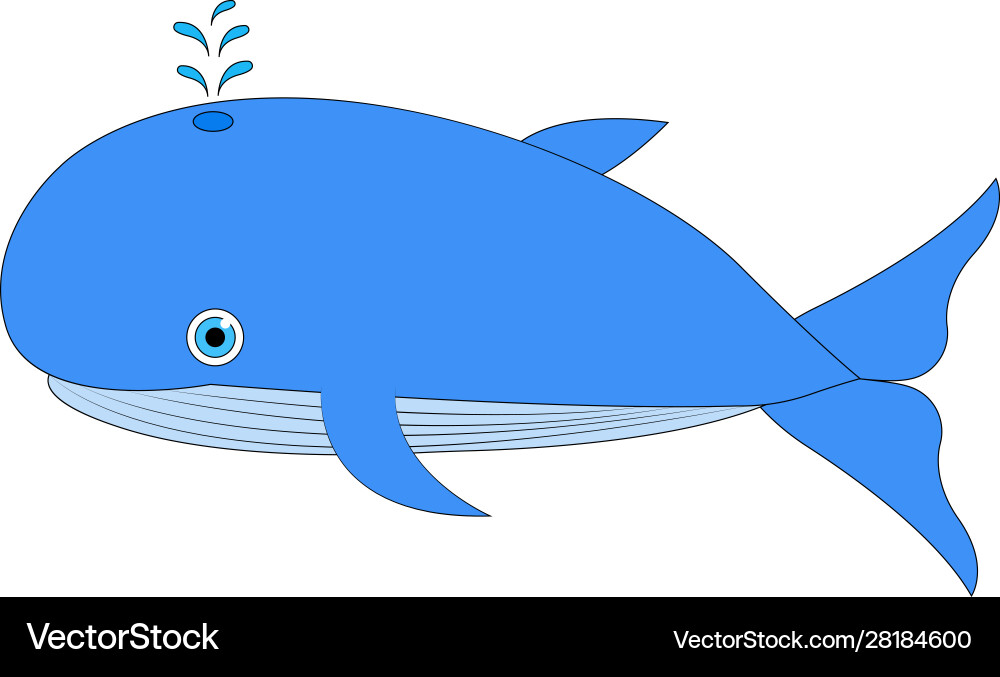 Blue whale cartoon isolated on white Royalty Free Vector