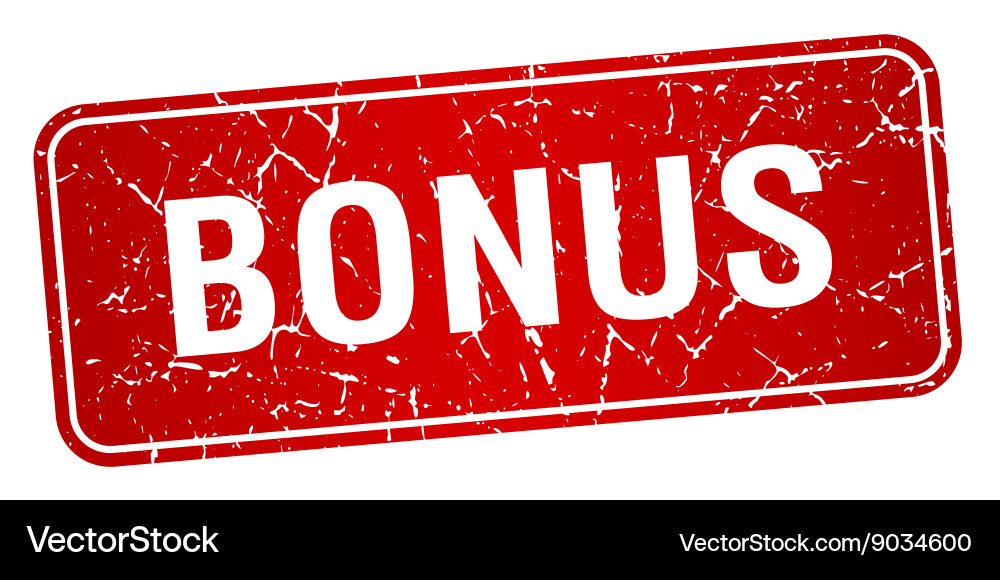 Bonus red square grunge textured isolated stamp Vector Image