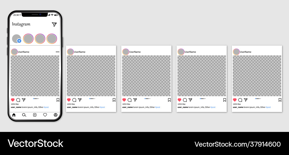 Carousel post on social media mockup Royalty Free Vector