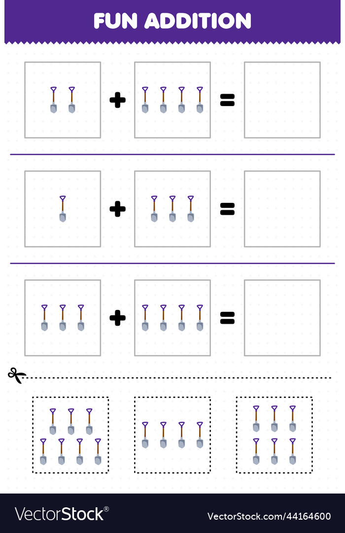 Education game for children fun addition by cut Vector Image