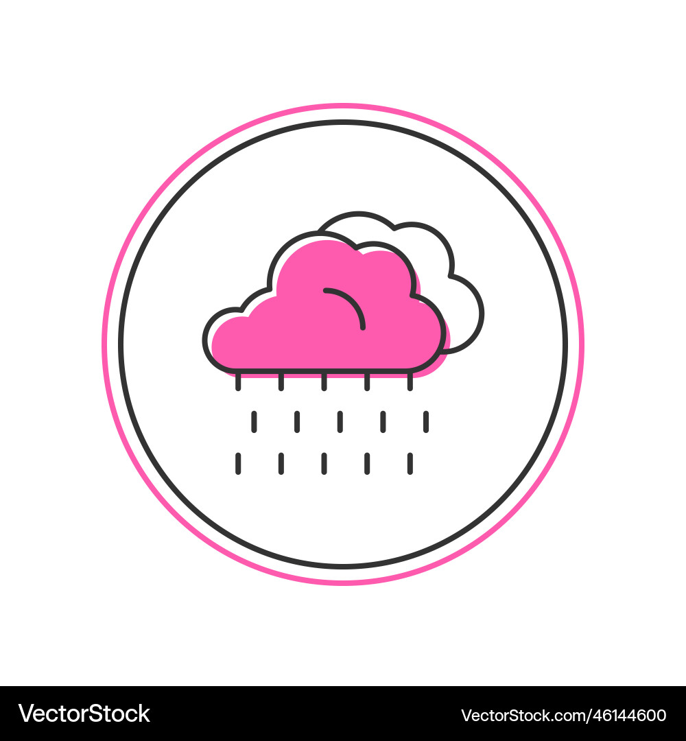 Filled outline cloud with rain icon isolated Vector Image