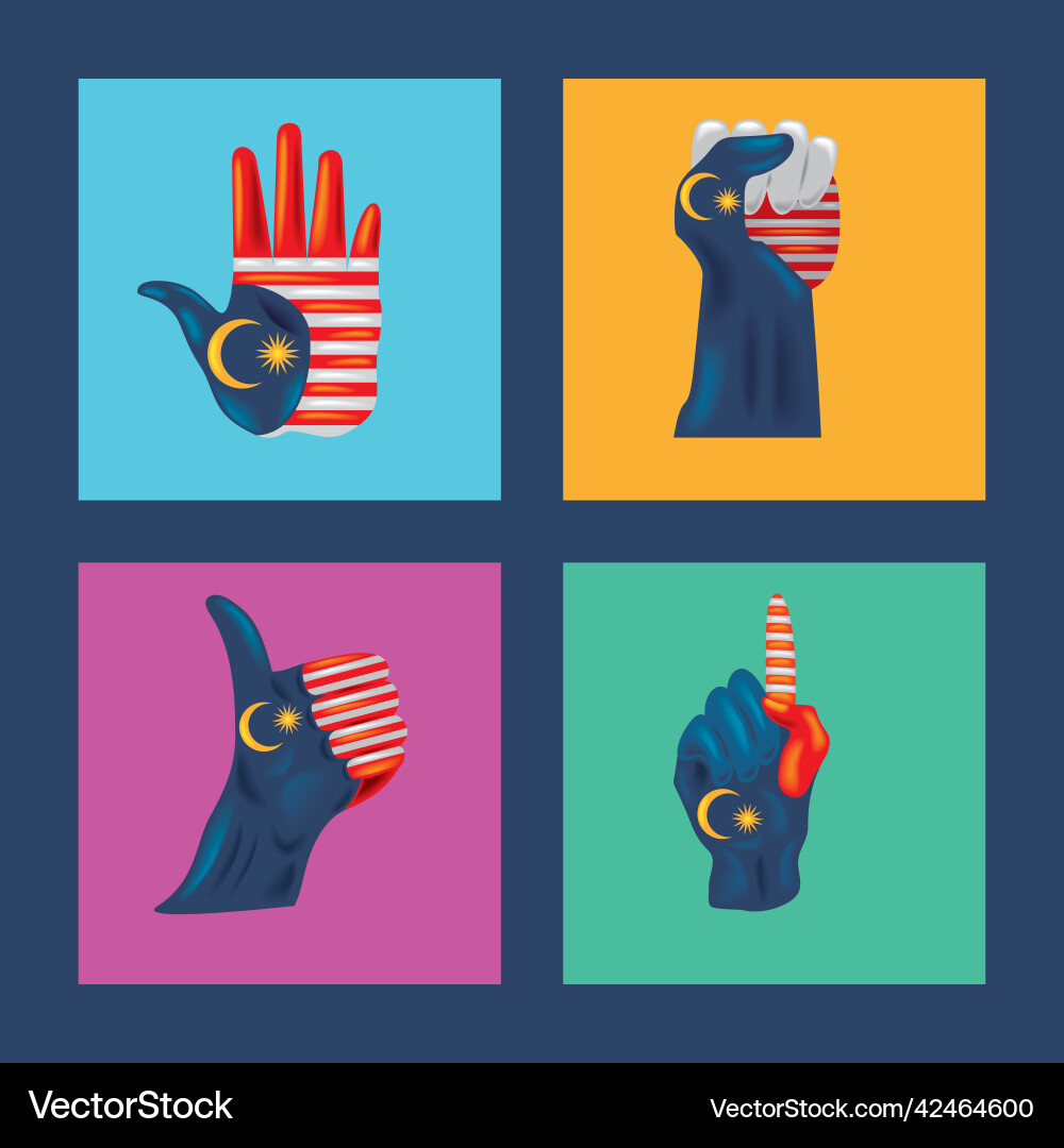 Merdeka day icons collection Royalty Free Vector Image