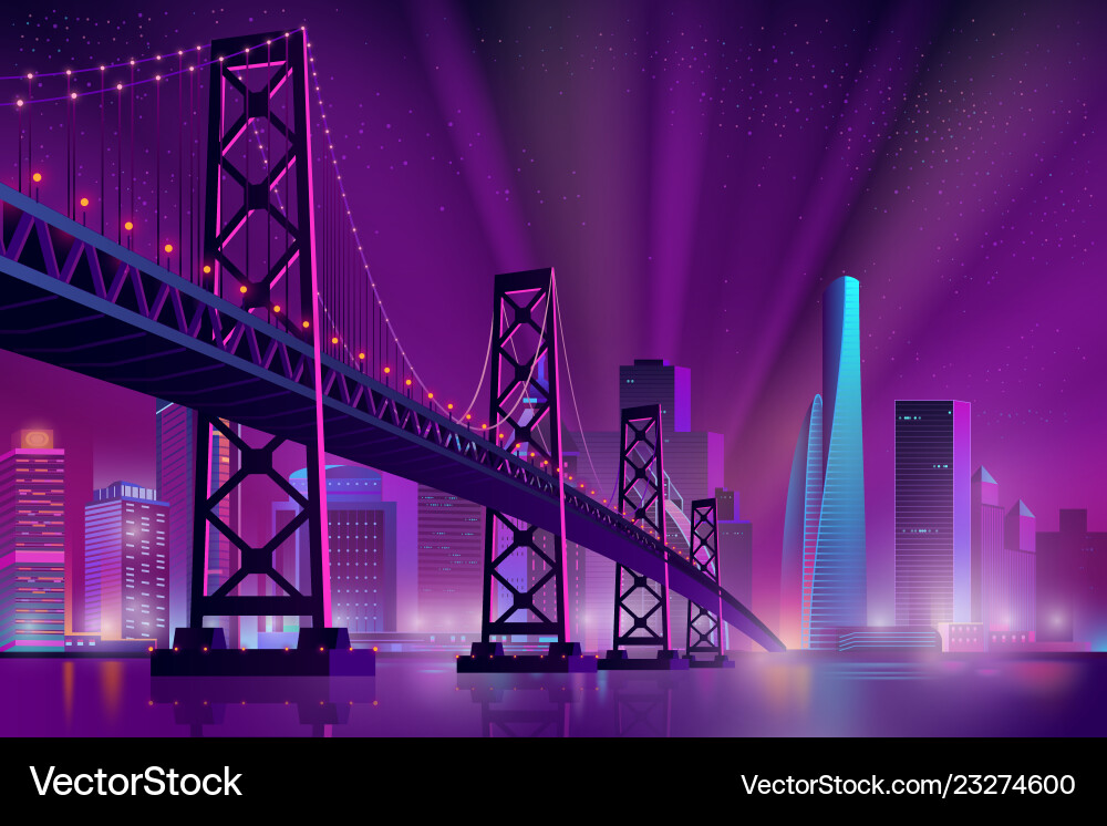 Modern metropolis night landscape cartoon Vector Image