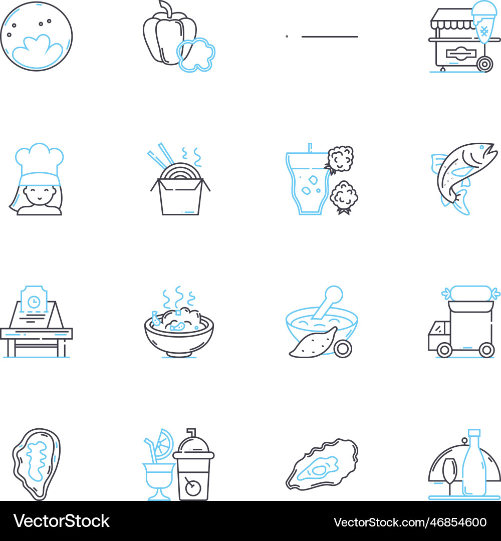 Nourishment field linear icons set nutrients Vector Image