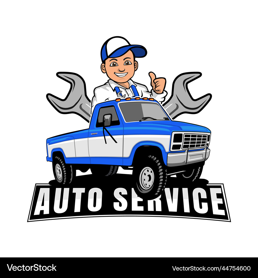 Pick up truck logo design Royalty Free Vector Image