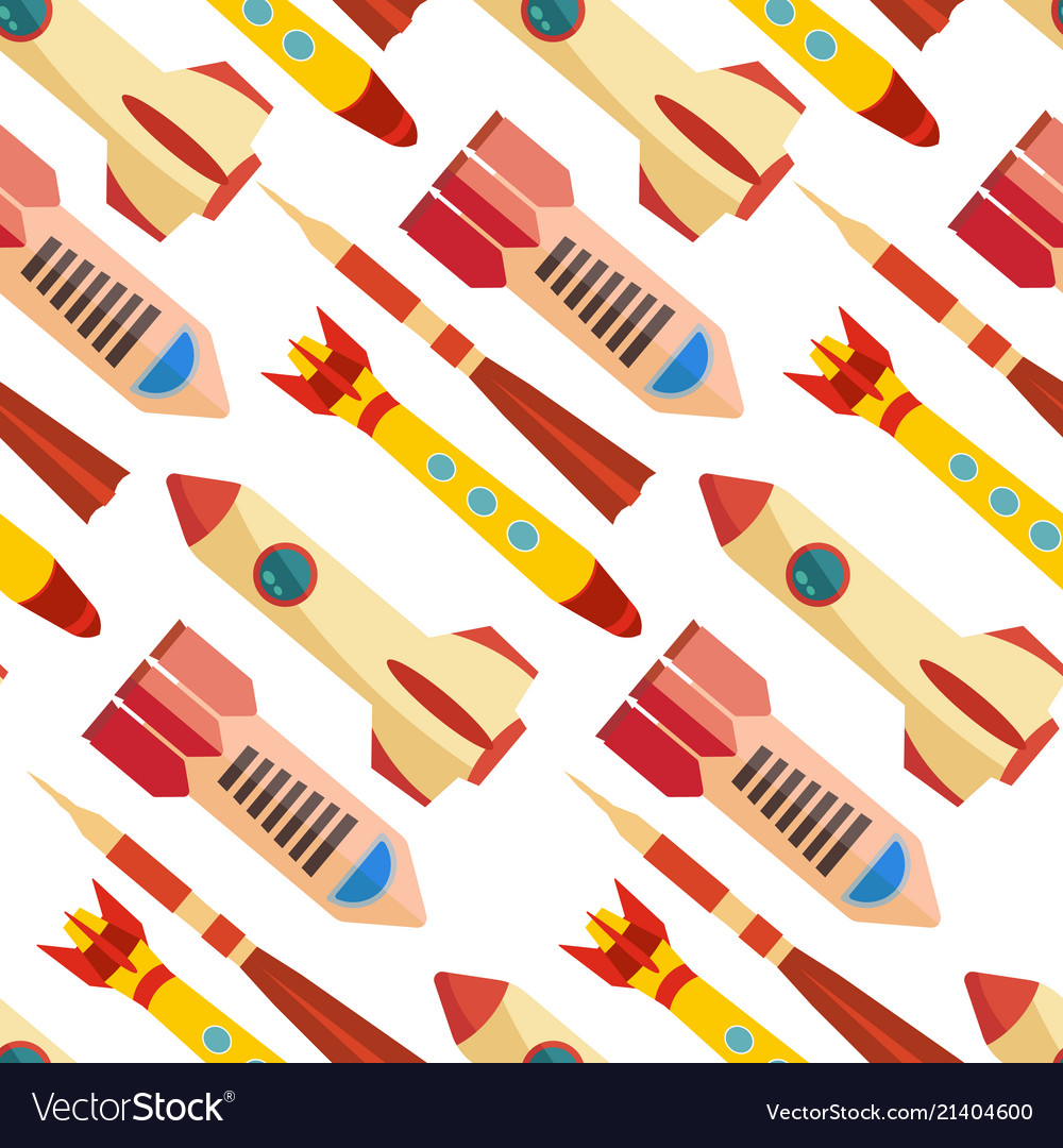 Seamless pattern with space rocket Royalty Free Vector Image