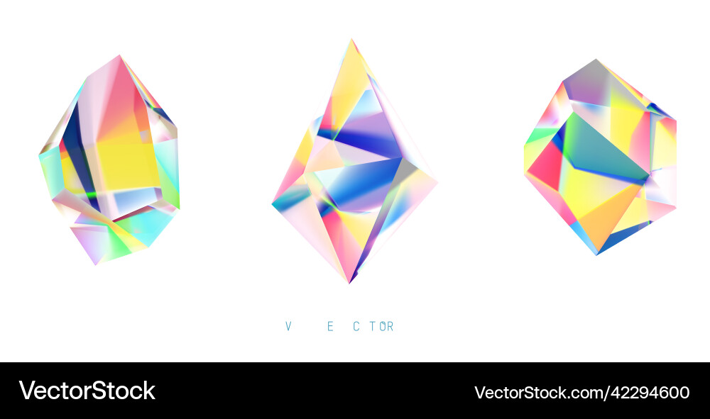 Set of colored crystals on a white background Vector Image