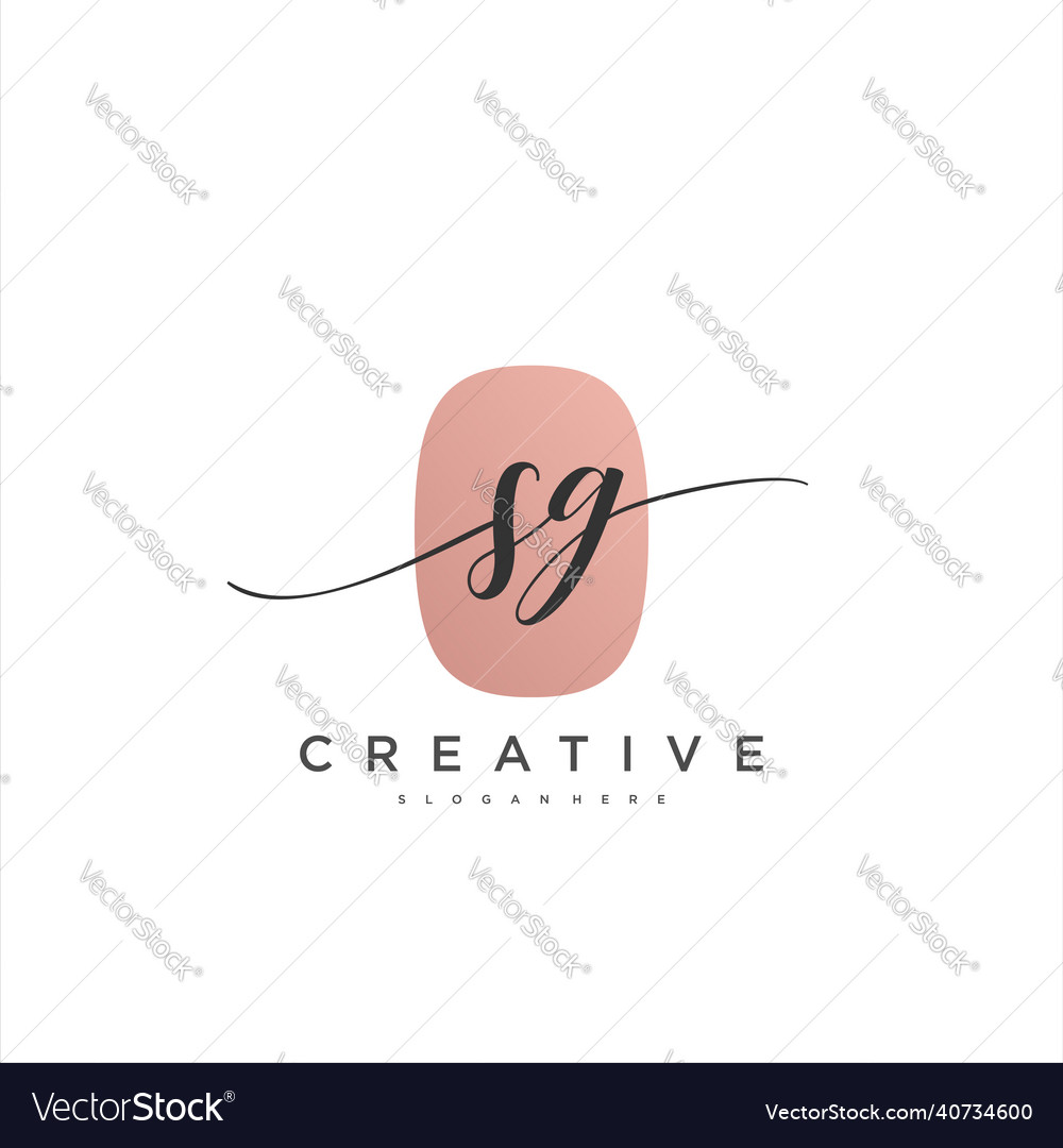 Sg initial handwriting minimalist geometric logo Vector Image Sg initial handwriting minimalist geometric logo Vector Image