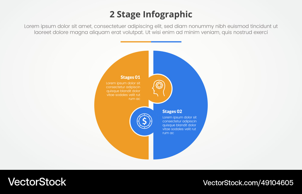 2 points stage template infographic concept Vector Image