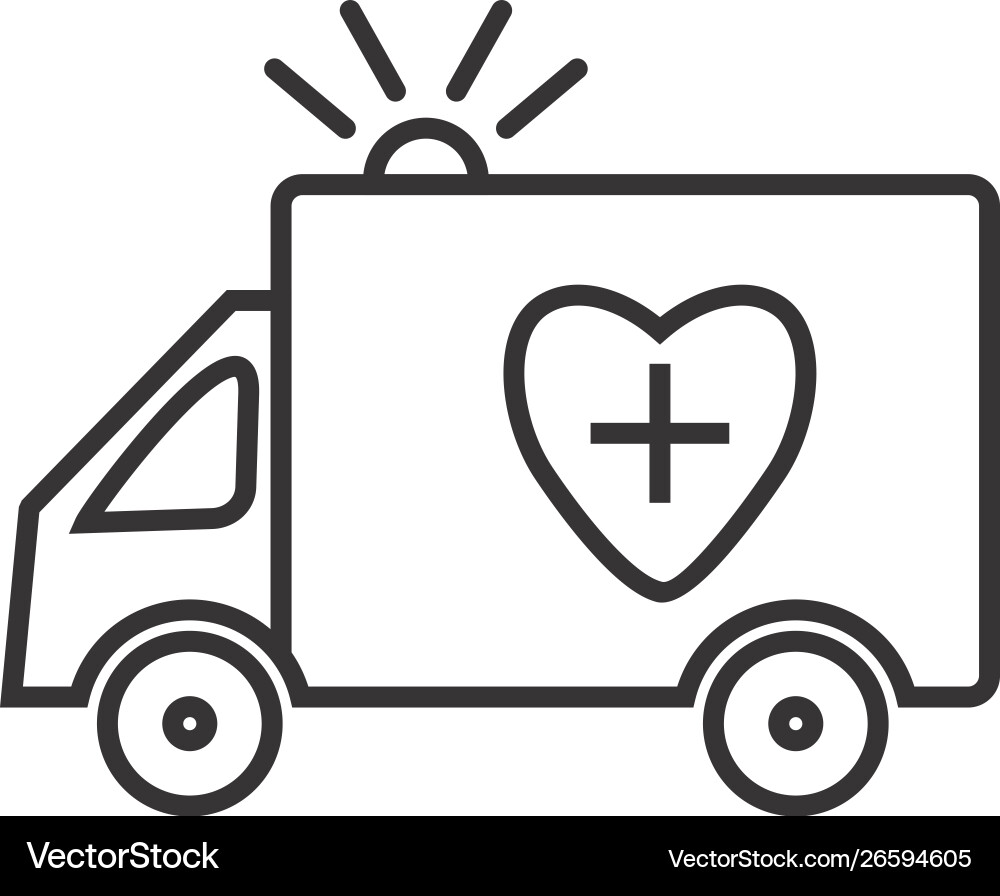 Ambulance line black icon Royalty Free Vector Image