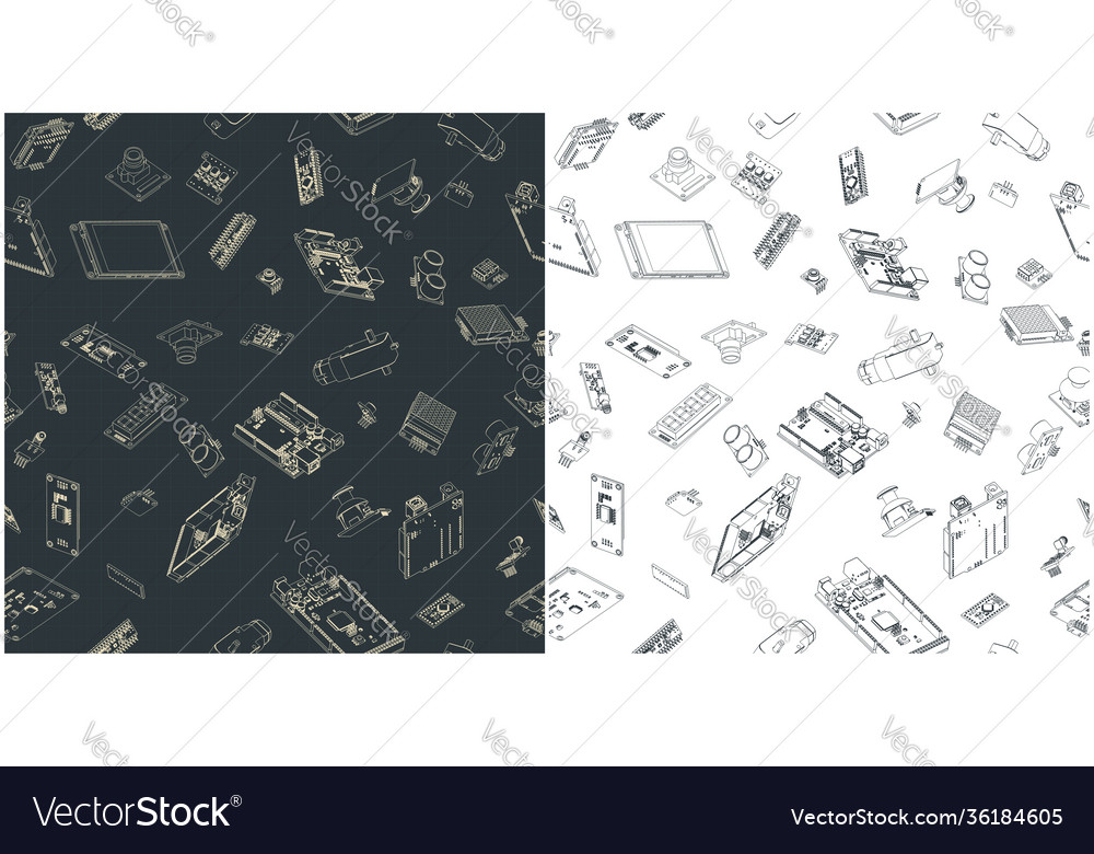 Arduino hardware seamless blueprints Royalty Free Vector