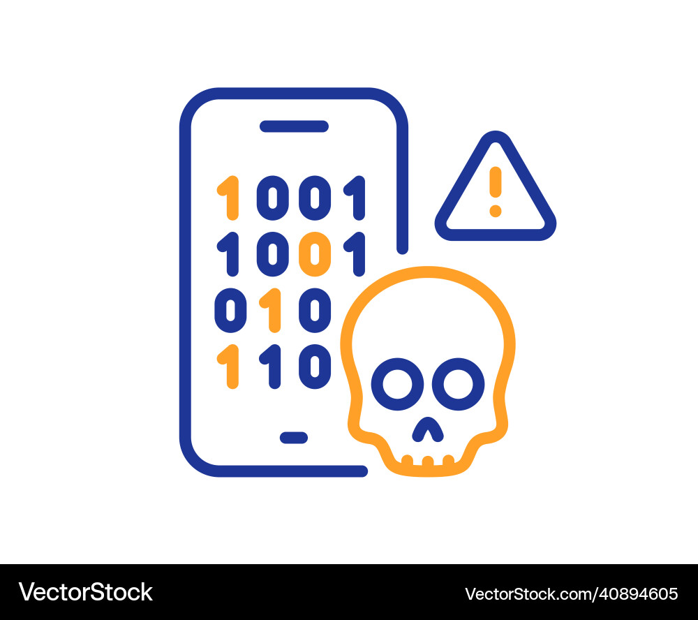 Cyber attack line icon ransomware threat sign Vector Image