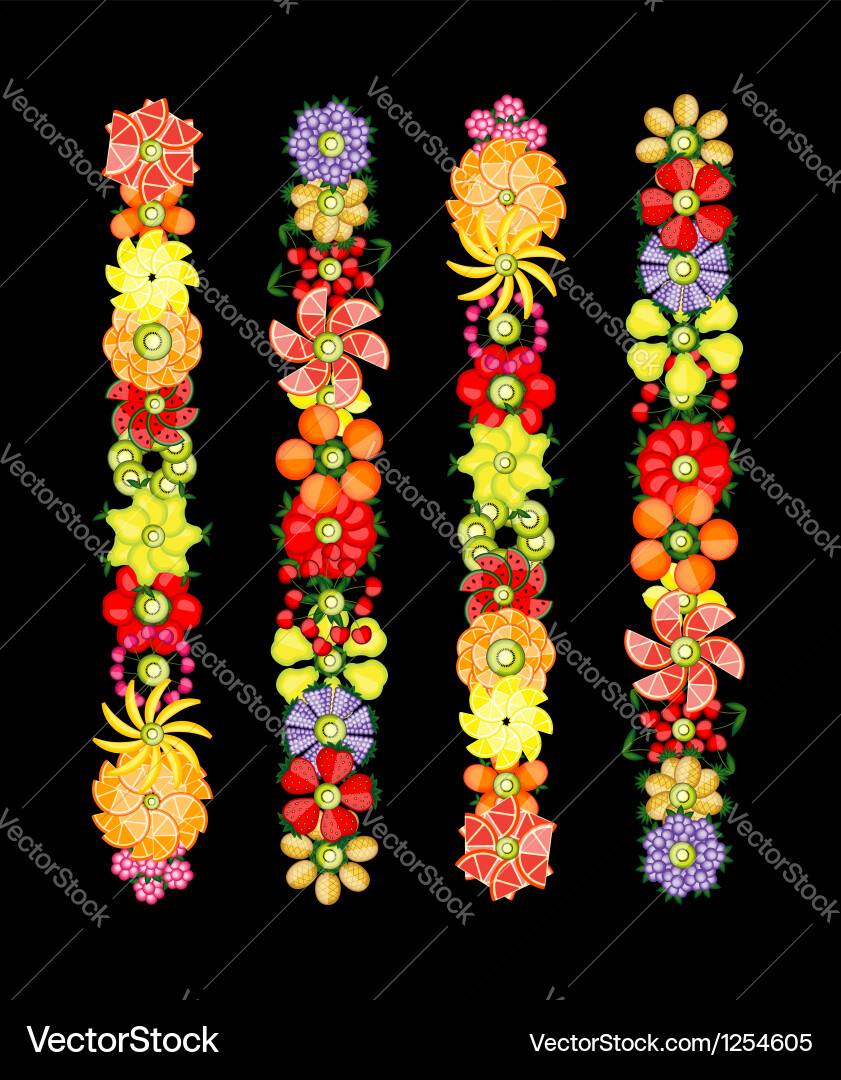 Flower design set made from fruits Royalty Free Vector Image