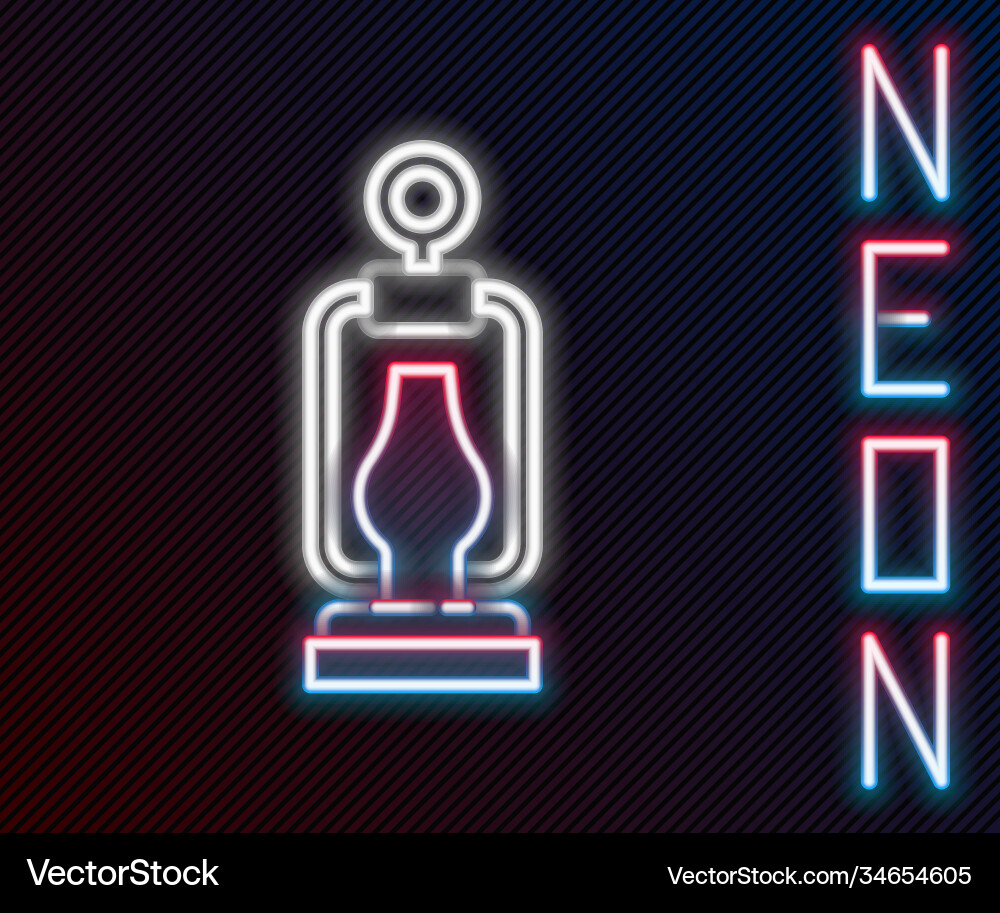 Glowing neon line camping lantern icon isolated Vector Image
