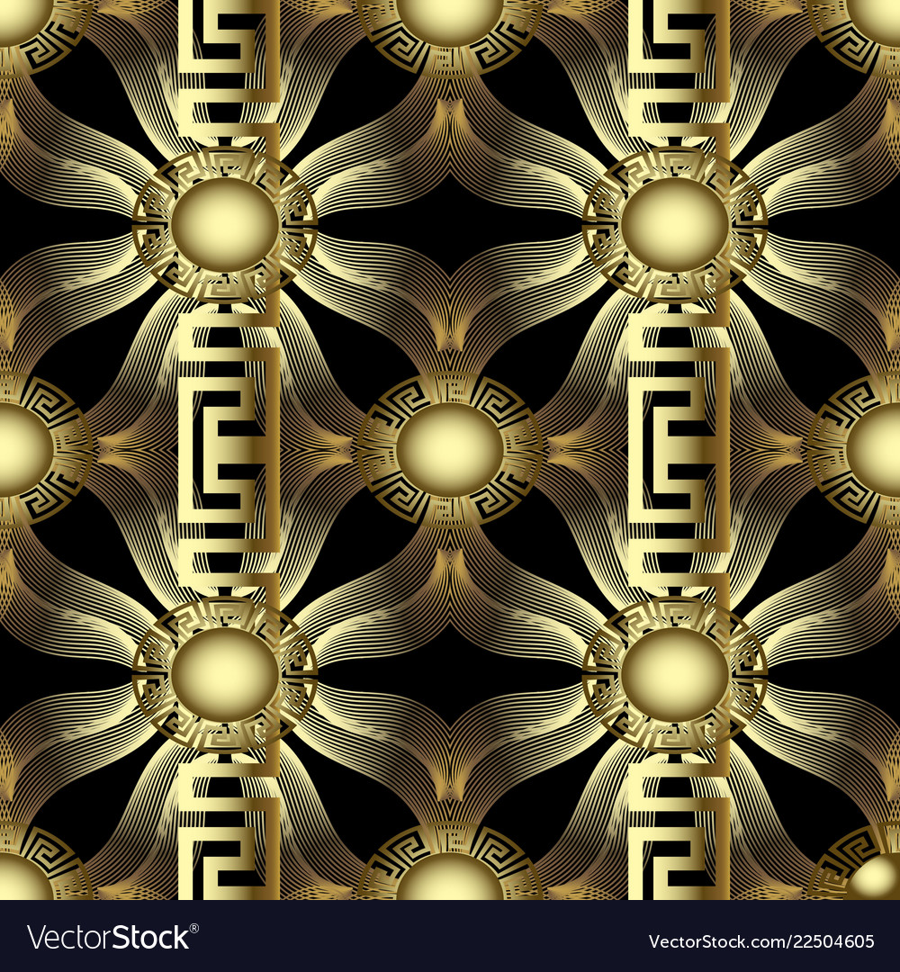 Gold 3d modern 3d greek seamless pattern Vector Image Gold 3d modern 3d greek seamless pattern Vector Image
