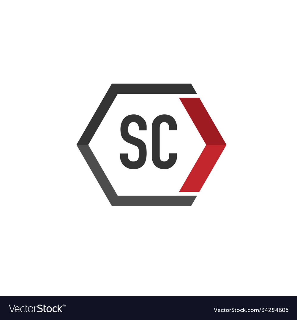 Initial letter sc linked hexagon monogram logo Vector Image