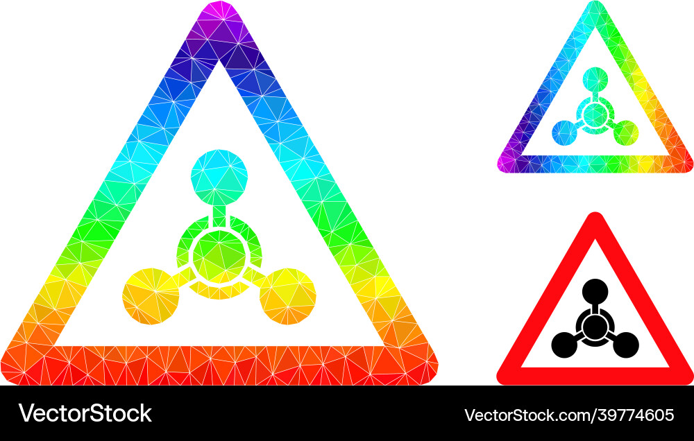 Lowpoly chemical warning icon with spectrum Vector Image
