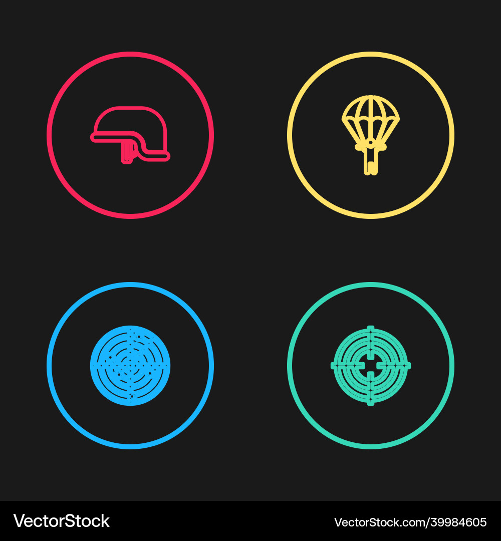 Set line radar with targets target sport Vector Image