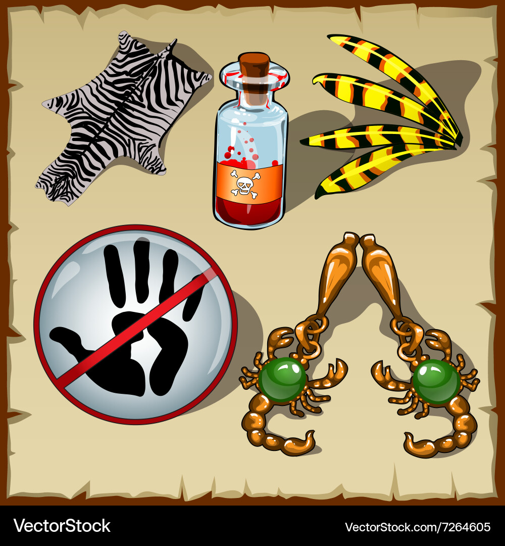 Set of different objects poison skin and other Vector Image