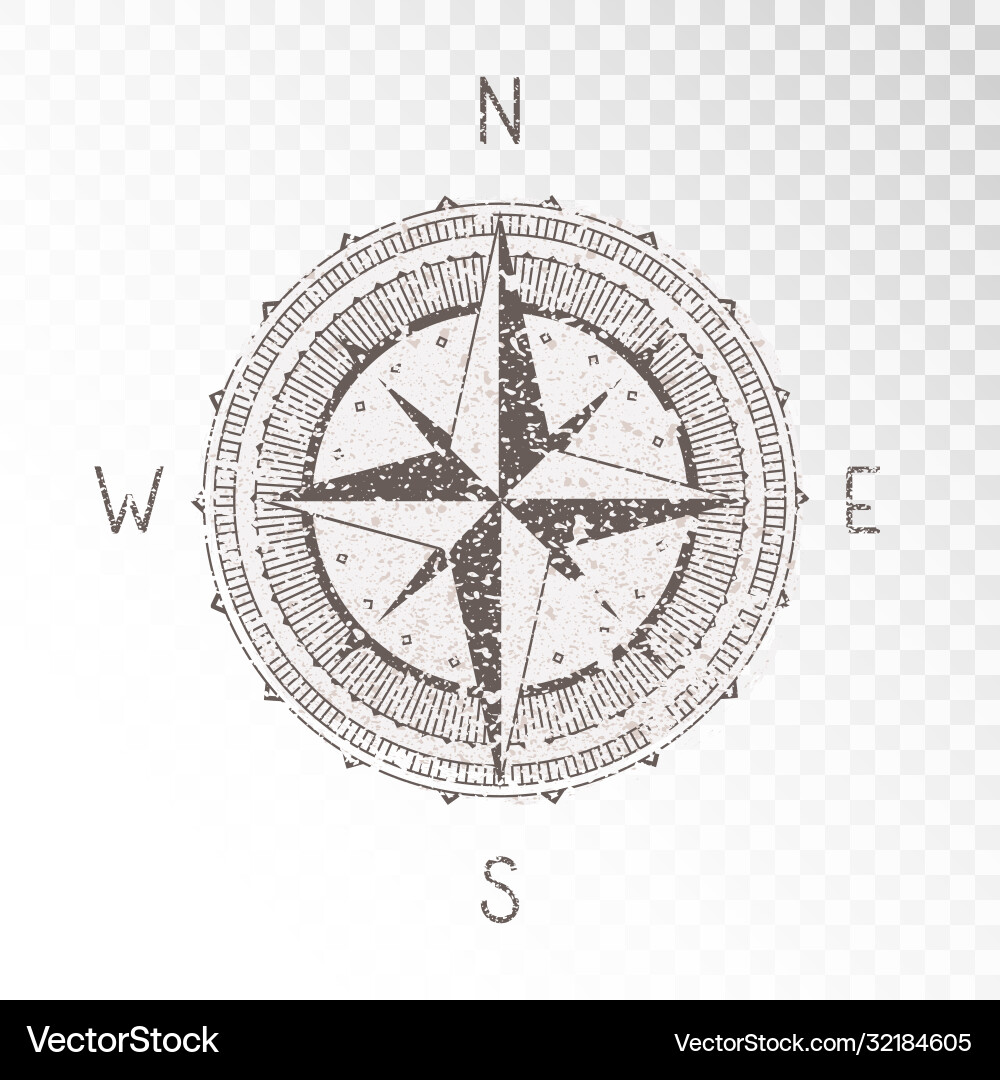 With a vintage textured compass or wind rose Vector Image