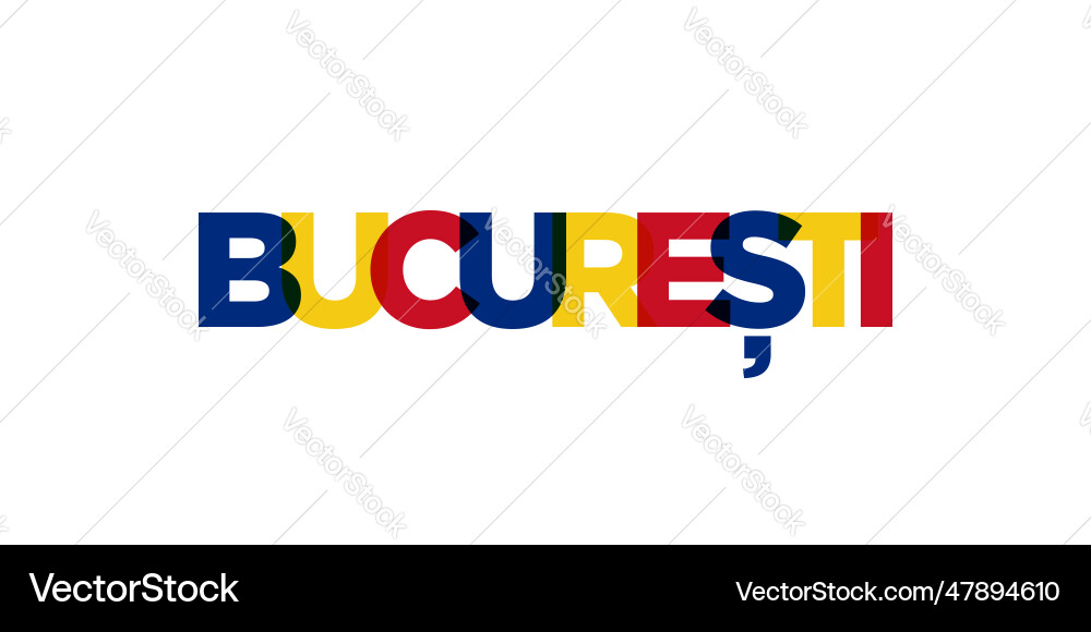 Bucharest in the romania emblem design Royalty Free Vector
