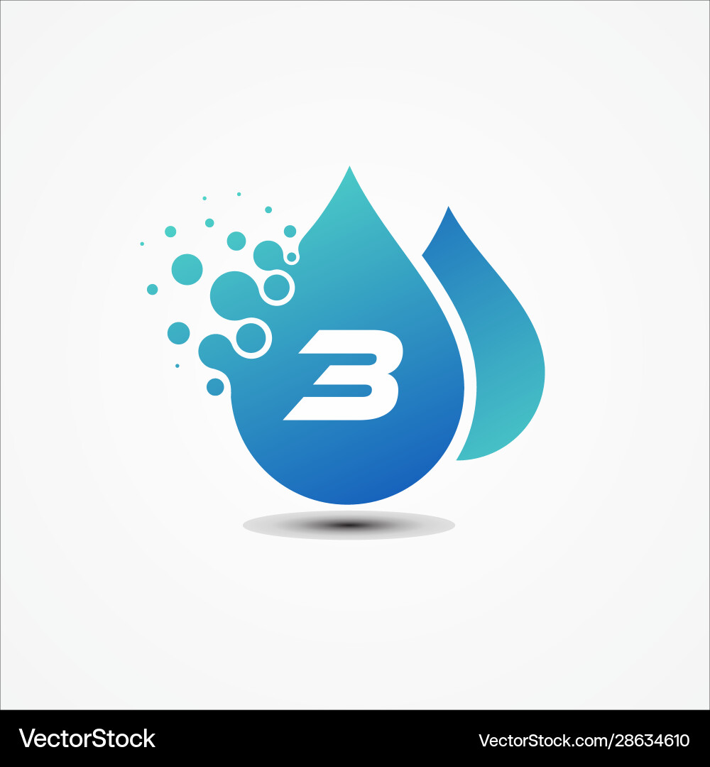 Droplet design with letter 3 symbol Royalty Free Vector