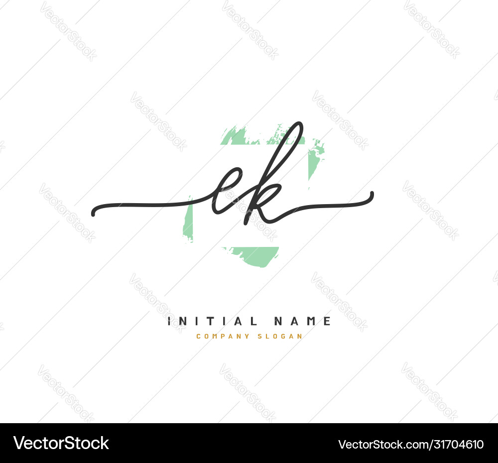 E k ek beauty initial logo handwriting logo Vector Image