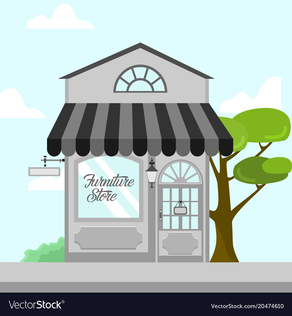 Furniture store front building background Vector Image
