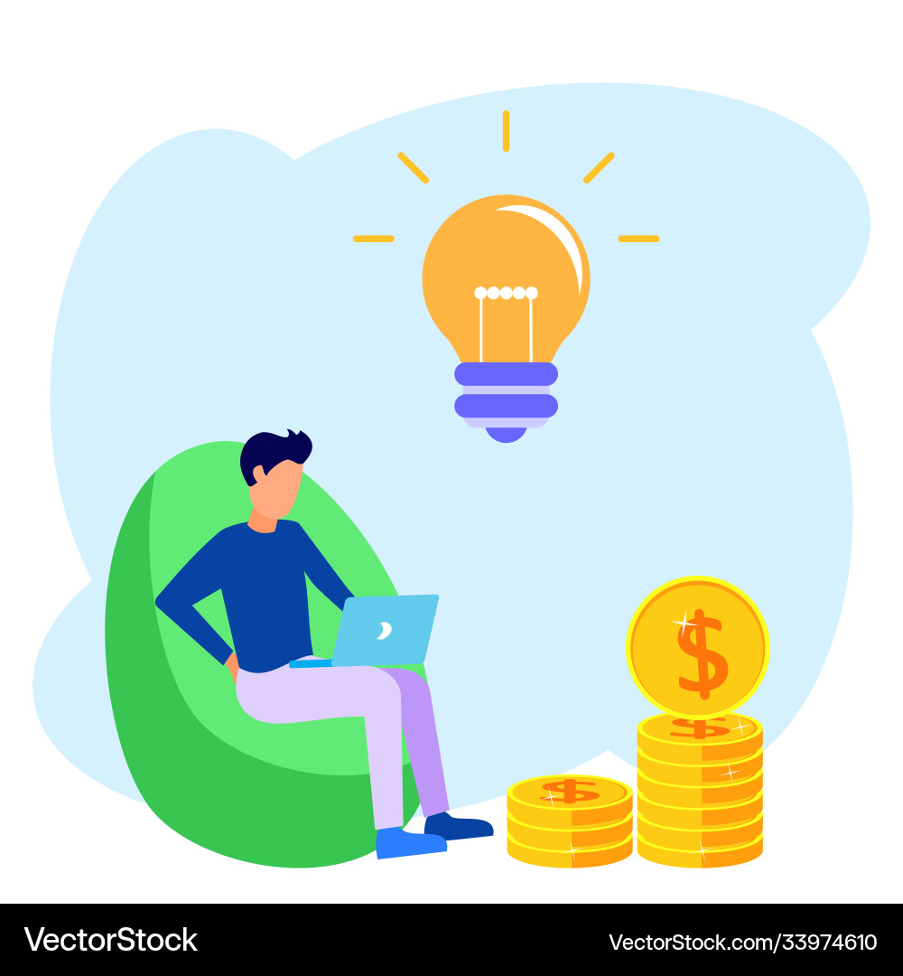 Graphic cartoon character work at home Royalty Free Vector