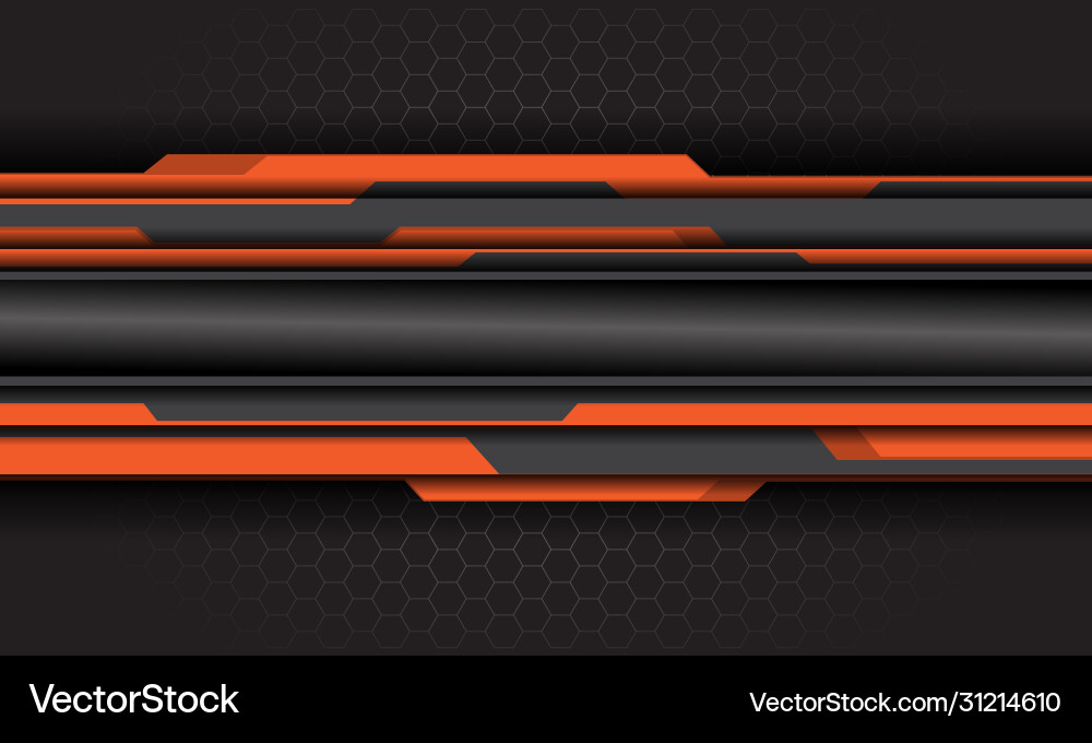 Orange grey circuit cyber on hexagon mesh Vector Image