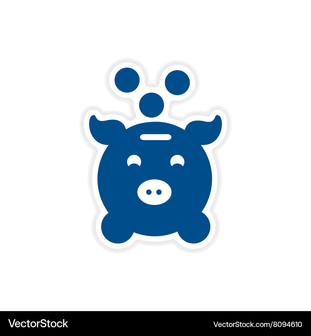 Paper sticker on white background money box Vector Image