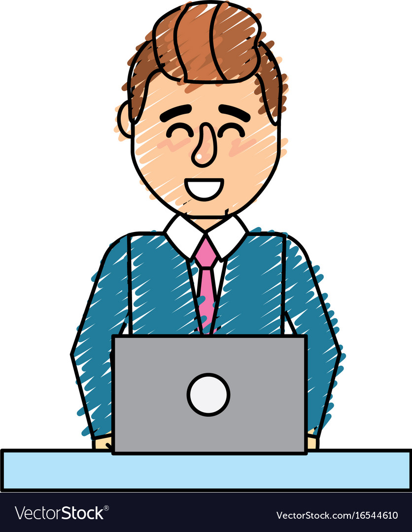 Professional businessman with laptop and corporate